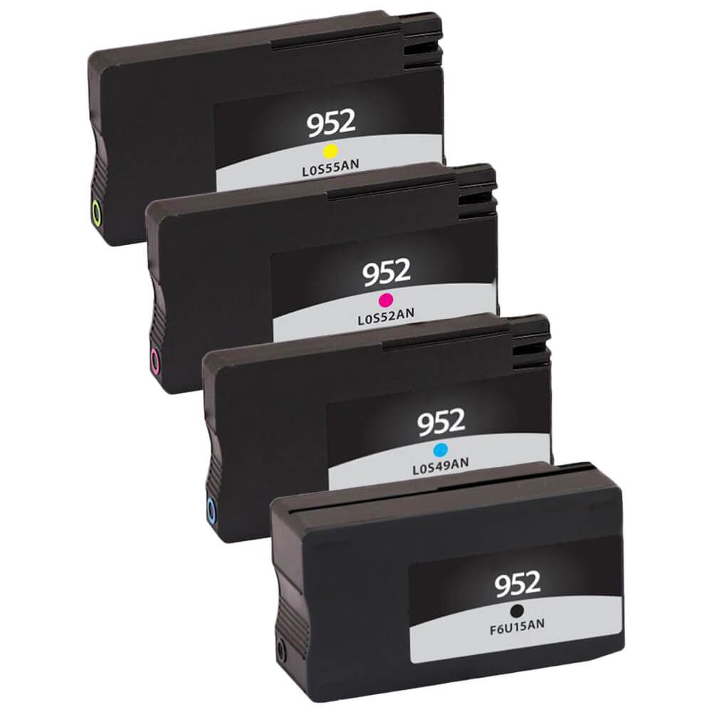 Replacement HP 952 Ink 4-Pack Cartridges - 1 Black, 1 Cyan, 1 Magenta ...