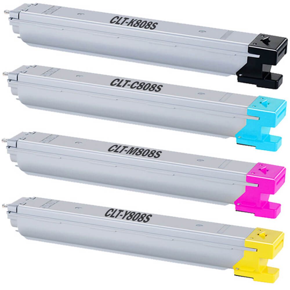 Replacement Samsung CLT-808 Toner Cartridges - CLT-808S 4-Pack: 1 Black, 1 Cyan, 1 Magenta & 1 ...